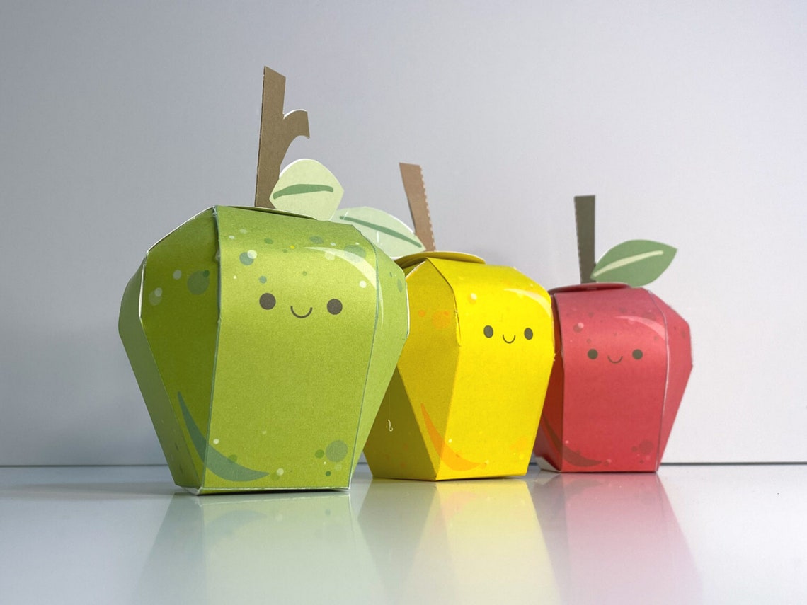 Printable Apple Gift Box Teachers Friends Birthday School Kids Party ...