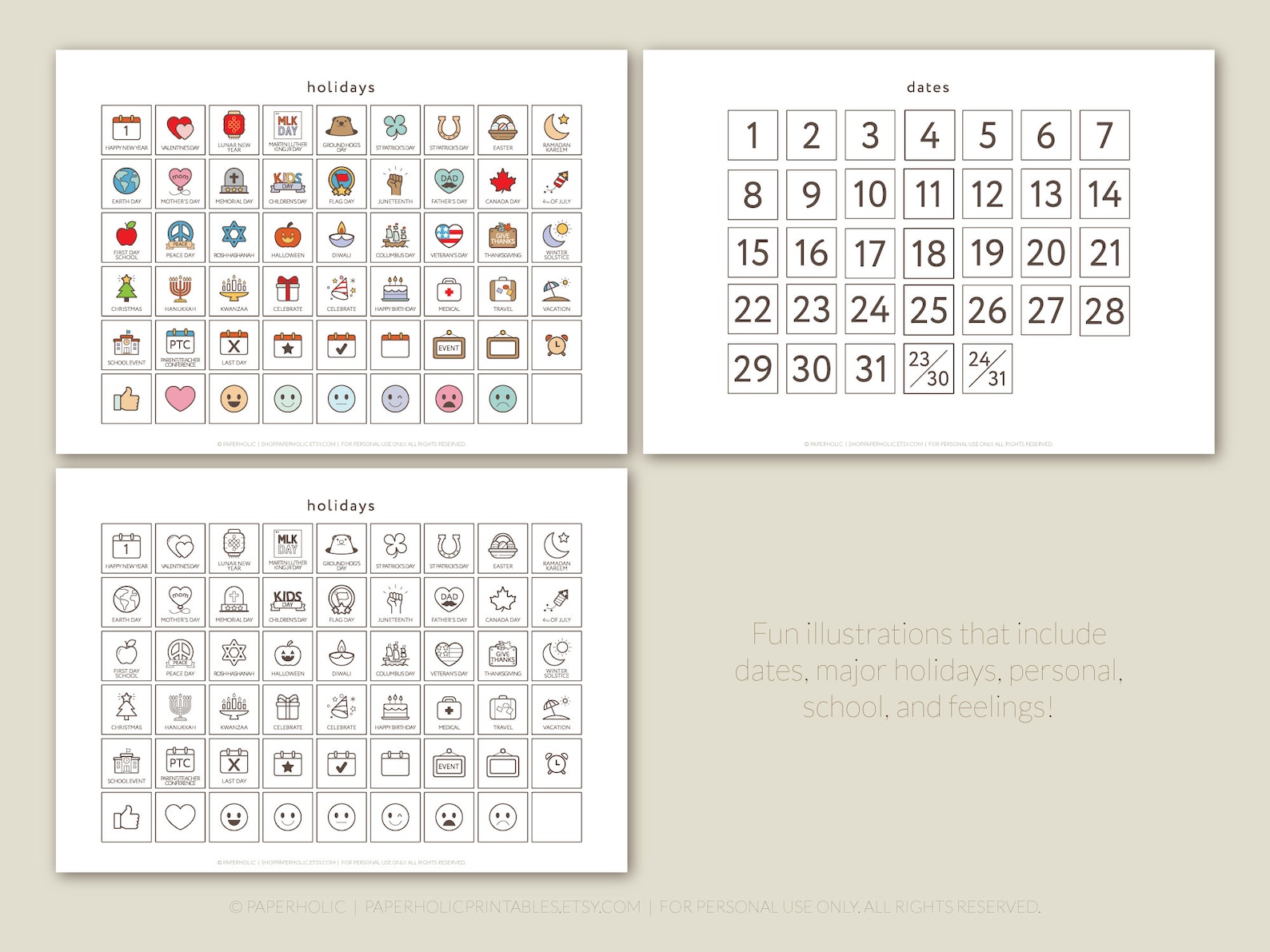 Kids Perpetual Calendar; Printable Learning Activity Homeschool ...