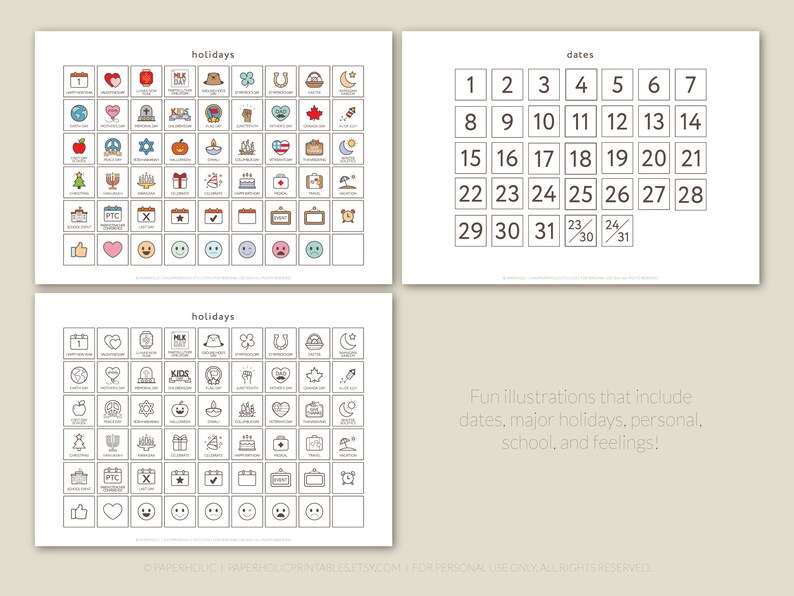 Kids Perpetual Calendar; Printable Learning Activity Homeschool ...