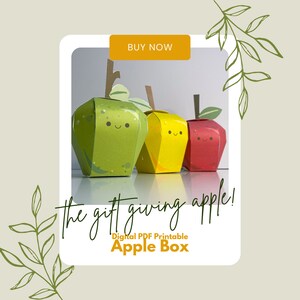 Printable Apple Gift Box • Teachers Friends Birthday School Kids Party ...