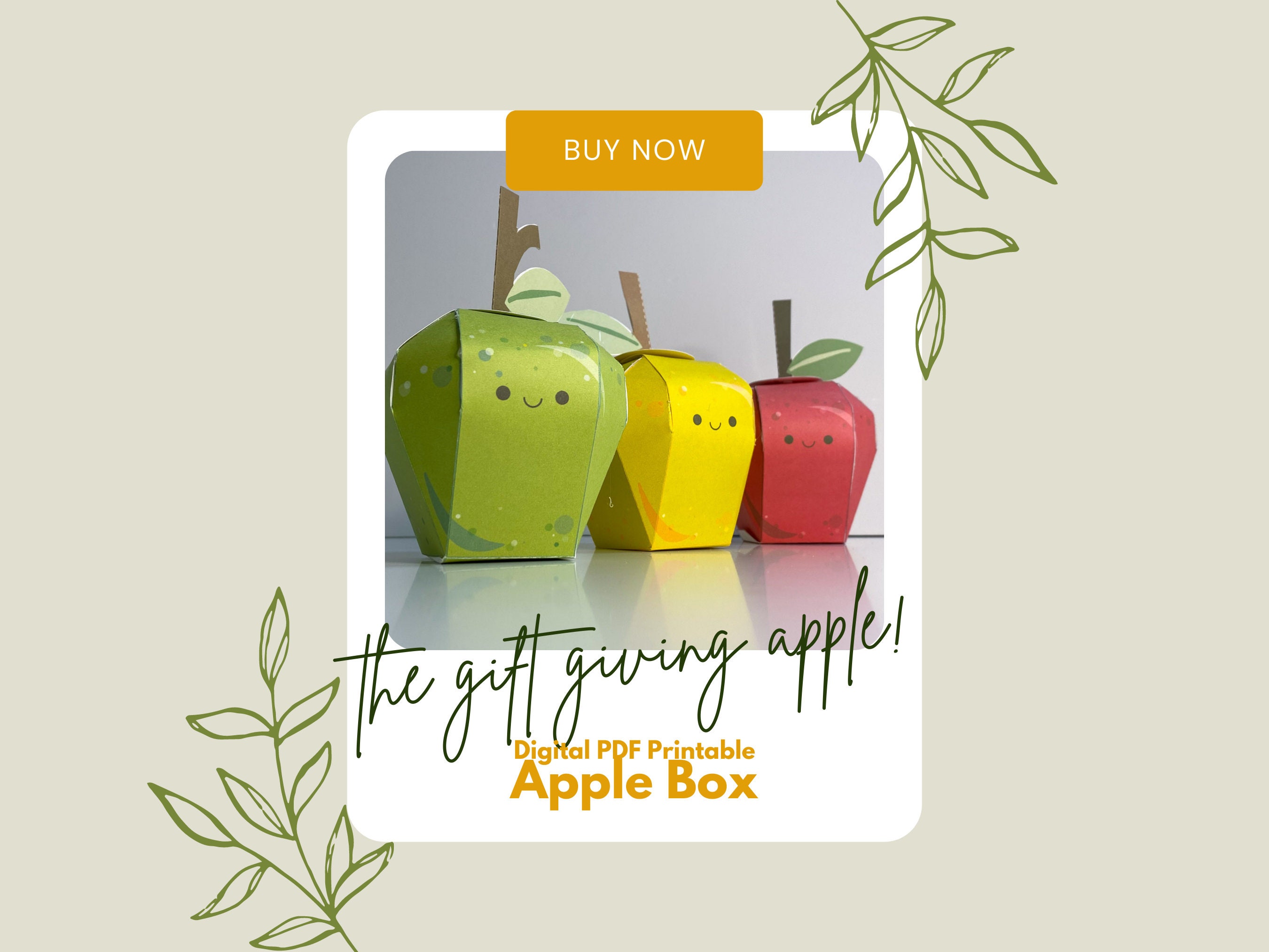 Printable Apple Gift Box Teachers Friends Birthday School Kids Party ...