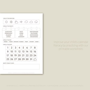 Kids Perpetual Calendar; Printable Learning Activity Homeschool ...