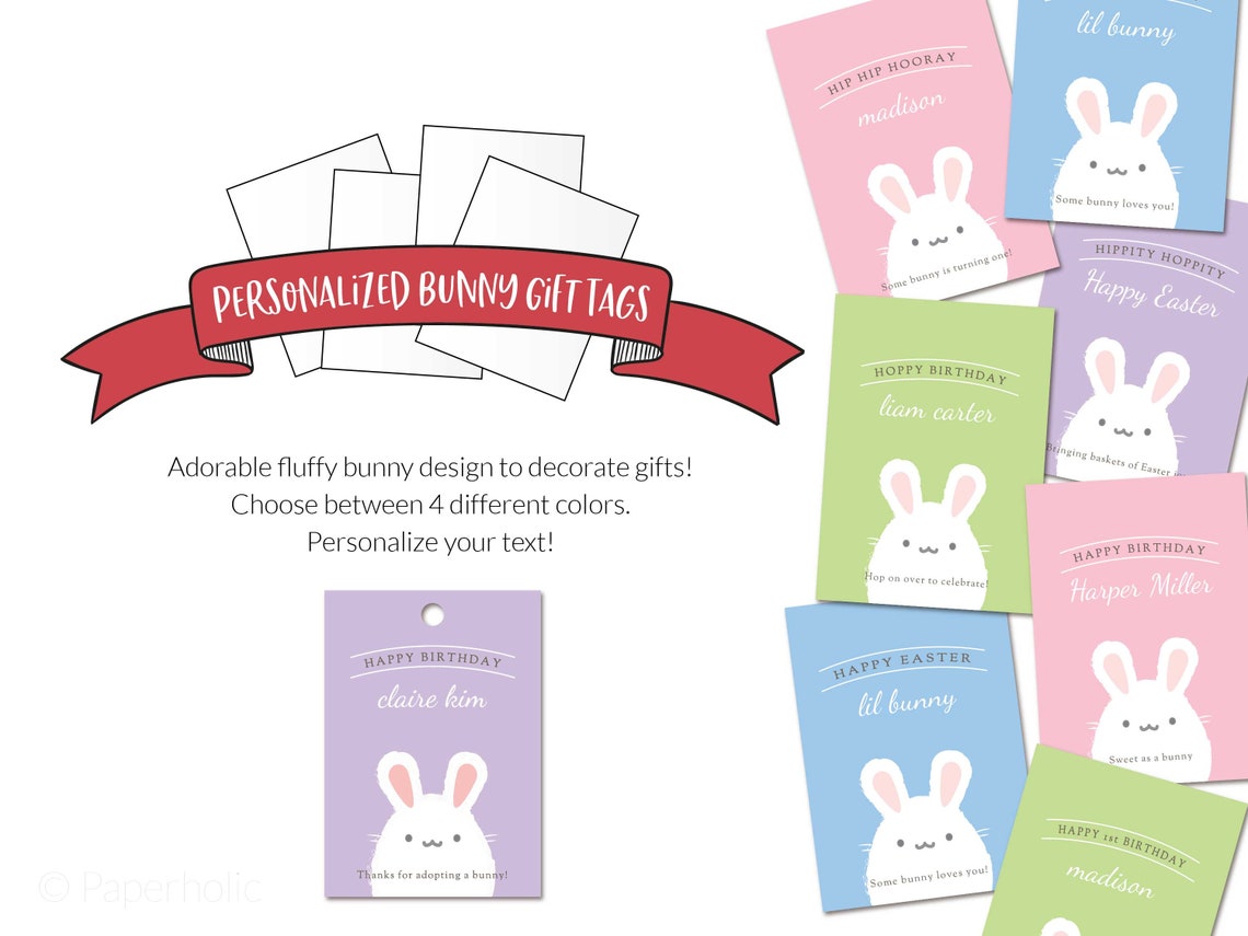 Personalized Bunny Gift Tag PRINTABLE Digital PDF Cute - Etsy