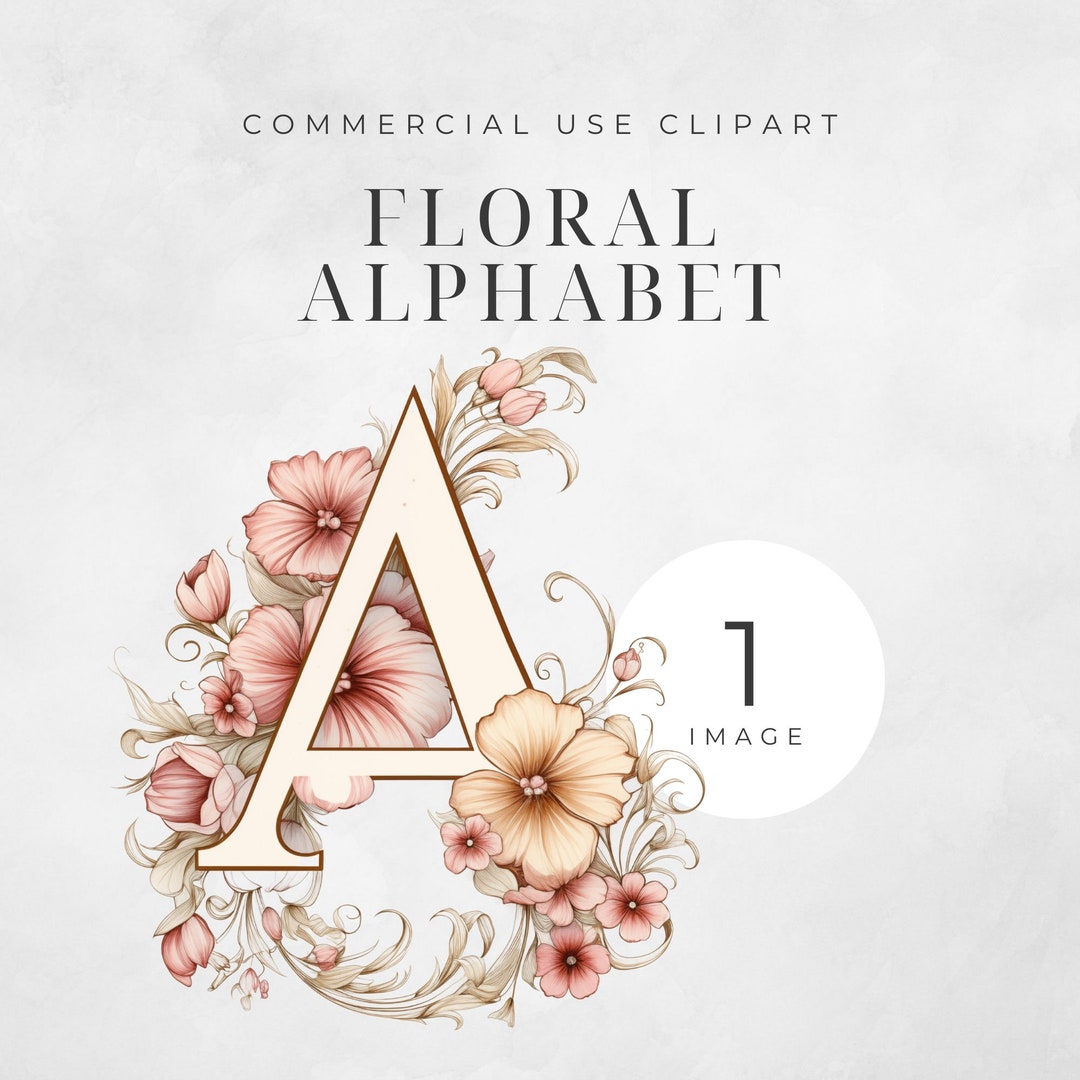 Floral Alphabet PNG Alphabet Letters Clipart PNG Print on Demand Field ...