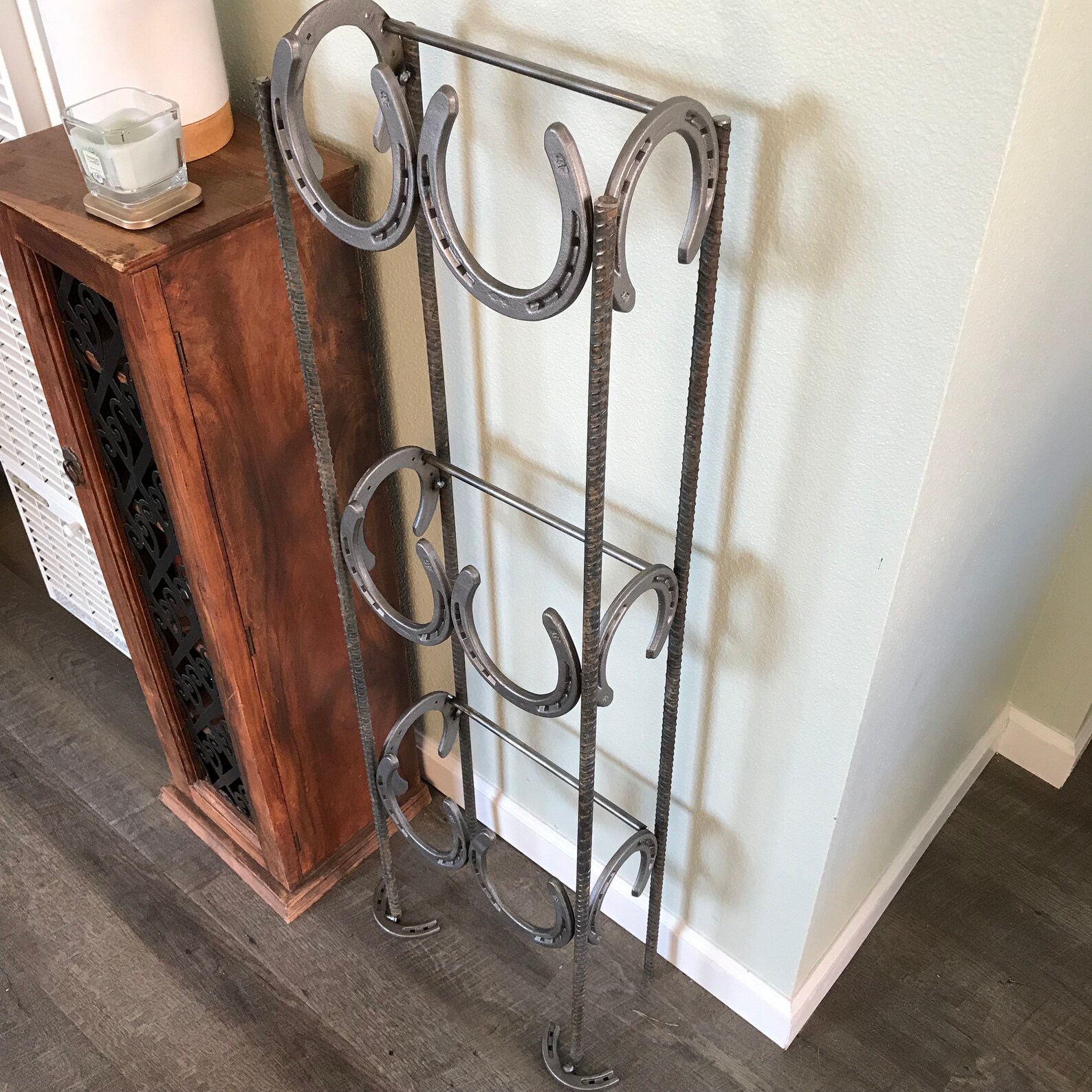 Rustic Boot Rack Storage Made of Horseshoes Perfect for | Etsy