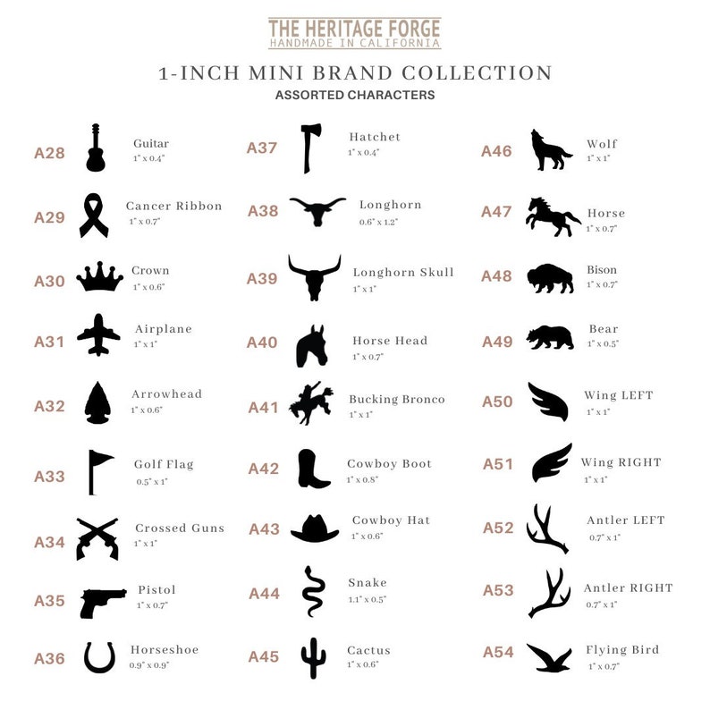 Mini 1 Branding Irons Assorted Characters for - Etsy