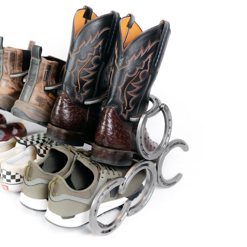 Rustic Horseshoe Boot & Shoe Rack - the Heritage Forge - Etsy