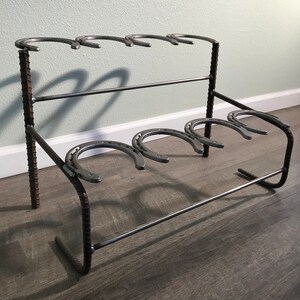 Rustic Double Decker Horseshoe Boot Rack - 4 Pairs - the Heritage Forge ...