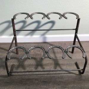 Rustic Double Decker Horseshoe Boot Rack - 4 Pairs - the Heritage Forge ...