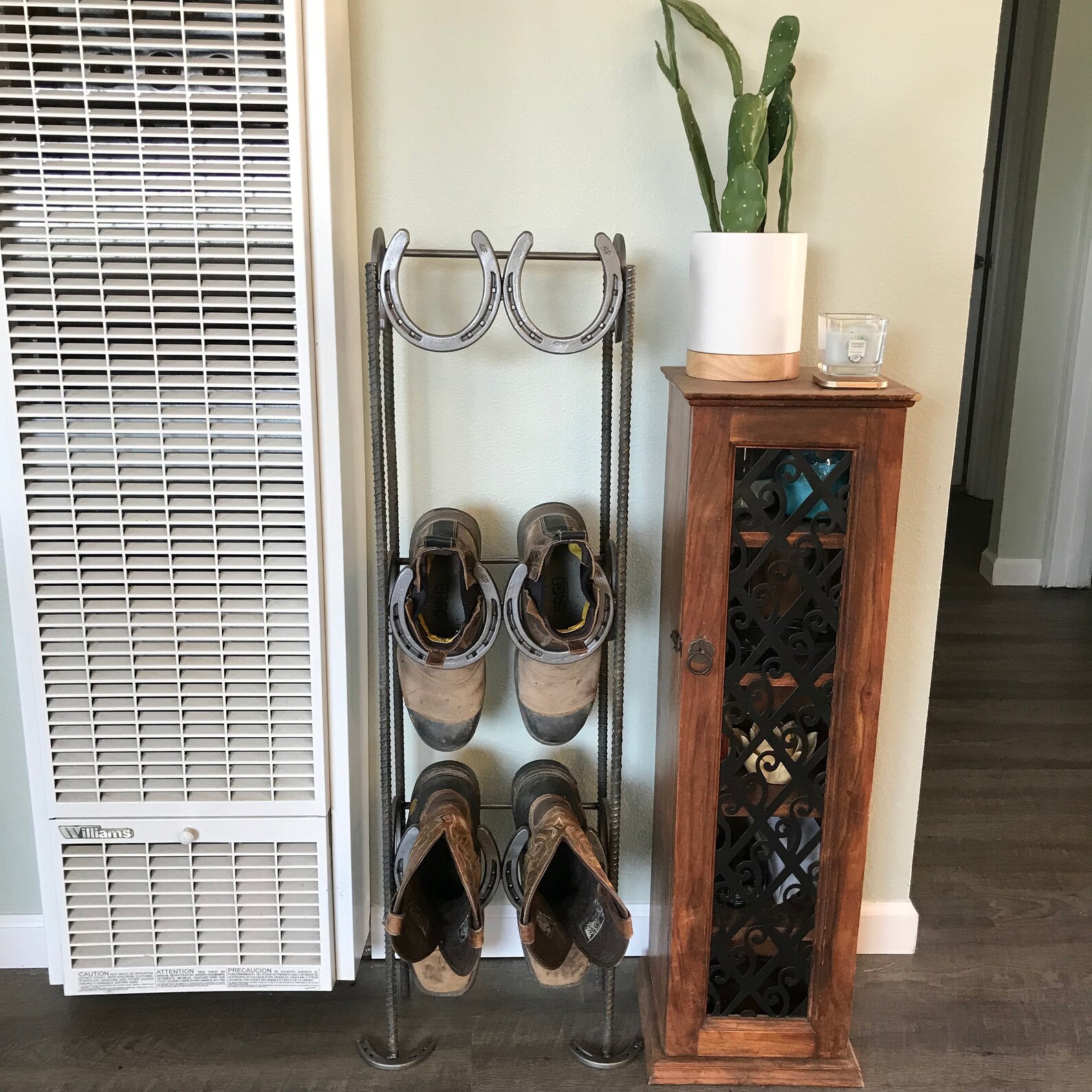 Rustic Boot Rack Storage Made of Horseshoes Perfect for - Etsy