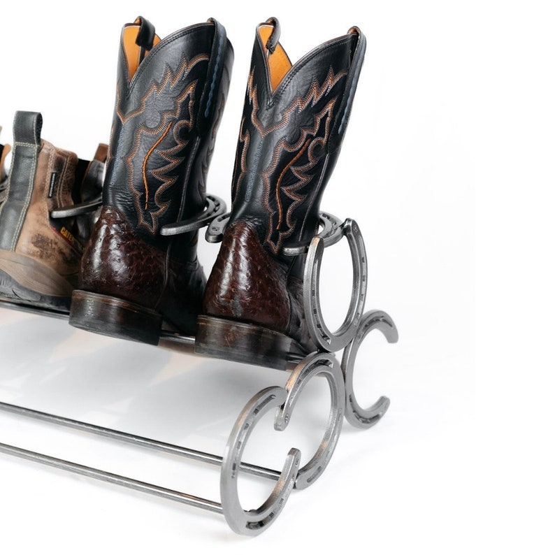 Rustic Horseshoe Boot & Shoe Rack the Heritage Forge - Etsy