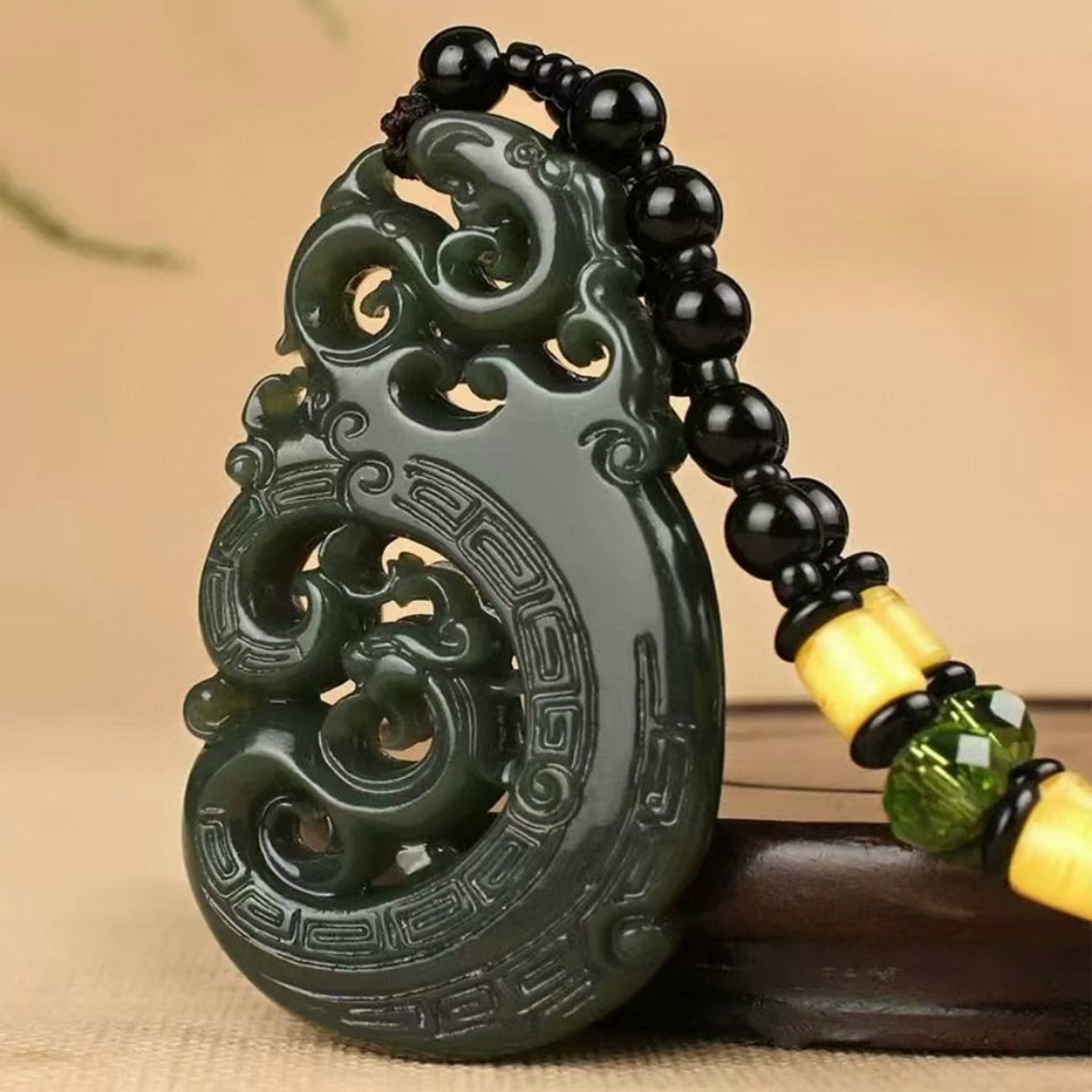 Natural Cyan Jade Openwork Carving Ancient Chinese Auspicious - Etsy