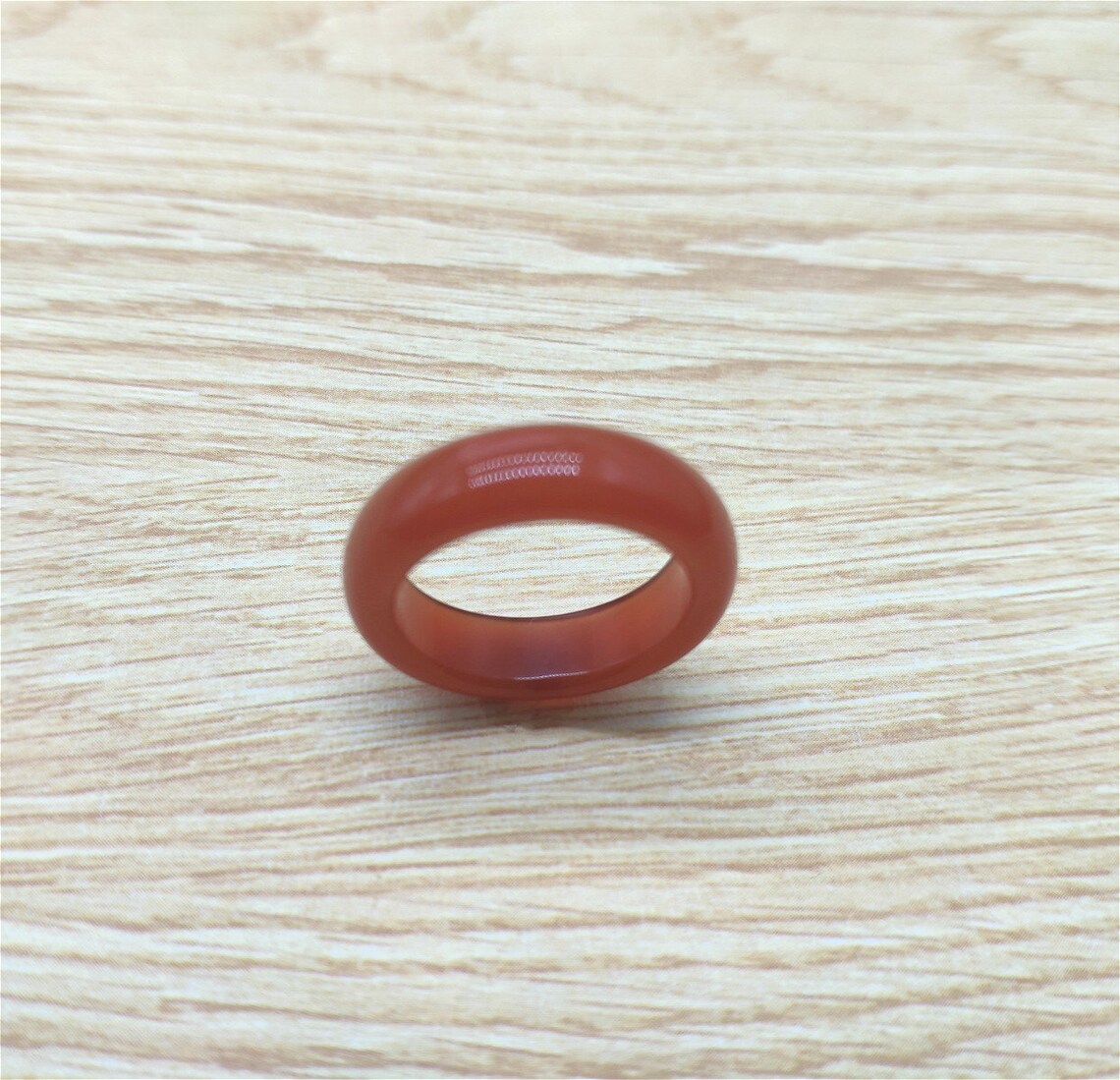Simple Translucent Red Natural Jade Band Round Ring | Etsy