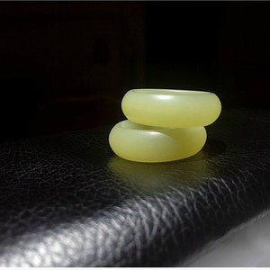 Natural Yellow Jade Round Ring, Jade Band Ring - Etsy