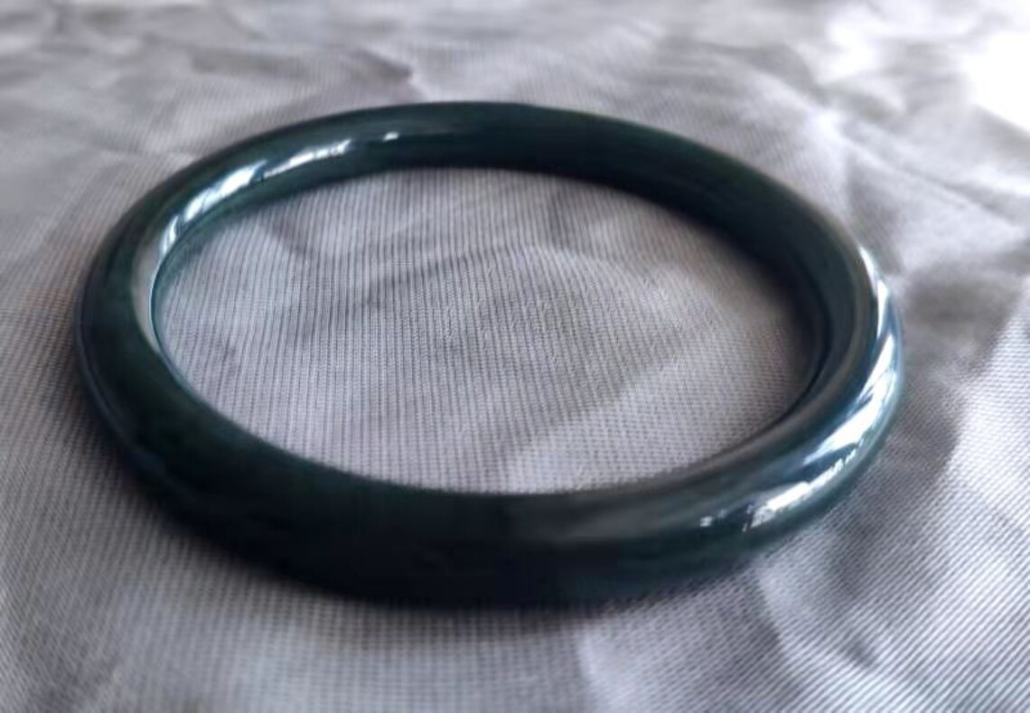 Natural the Blue Nephrite Jade Round Bracelet round Hetian - Etsy