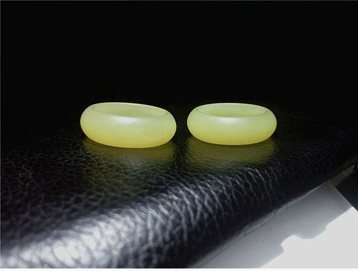 Natural Yellow Jade Round Ring Jade Band Ring | Etsy
