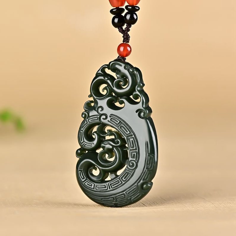 Natural Cyan Jade Openwork Carving Ancient Chinese Auspicious - Etsy