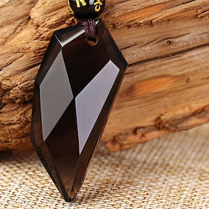 Natural Black Jade Spike Pendant Necklace, Tusk Necklace, Semi Precious ...