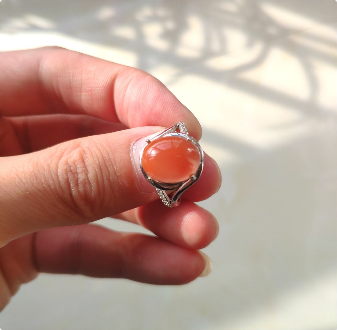 Natural Red Jade Ring unique Engagement Ringwedding Ring - Etsy