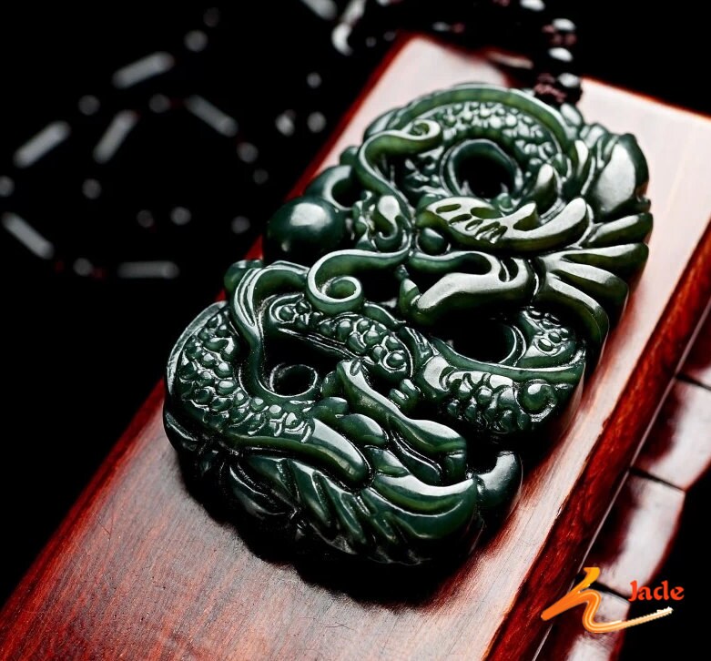 Natural Drak Green Jade Hand-carved Ancient Chinese Dragon - Etsy