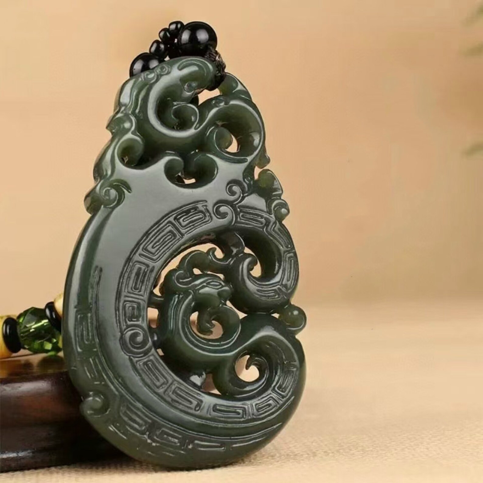 Natural Cyan Jade Openwork Carving Ancient Chinese Auspicious - Etsy