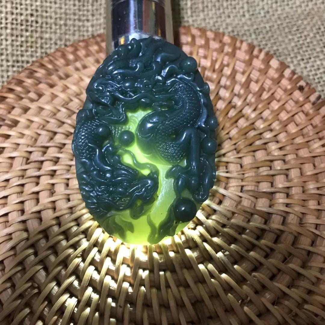 Carved Natural Drak Green Nephrite Jade Ancient Chinese Dragon - Etsy