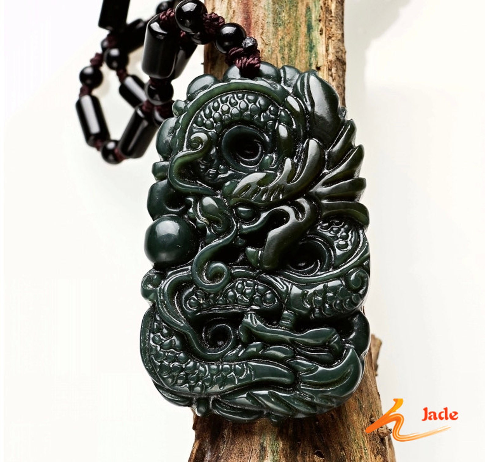 Natural Drak Green Jade Hand-carved Ancient Chinese Dragon - Etsy