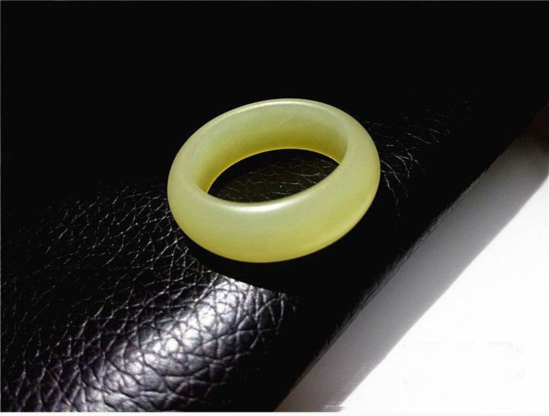 Natural Yellow Jade Round Ring, Jade Band Ring - Etsy