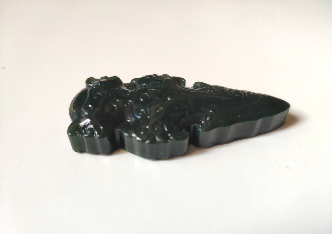 Natural Cyan Jade Carve Ancient Auspicious Animal Line - Etsy