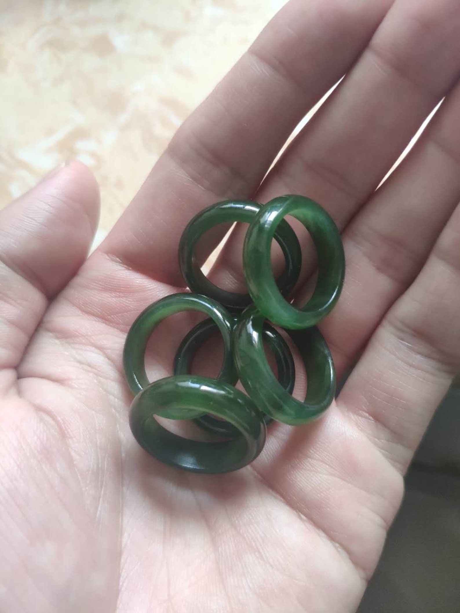 Natural Carved Dark Green Nephrite Jade Ring simple Band Thin - Etsy