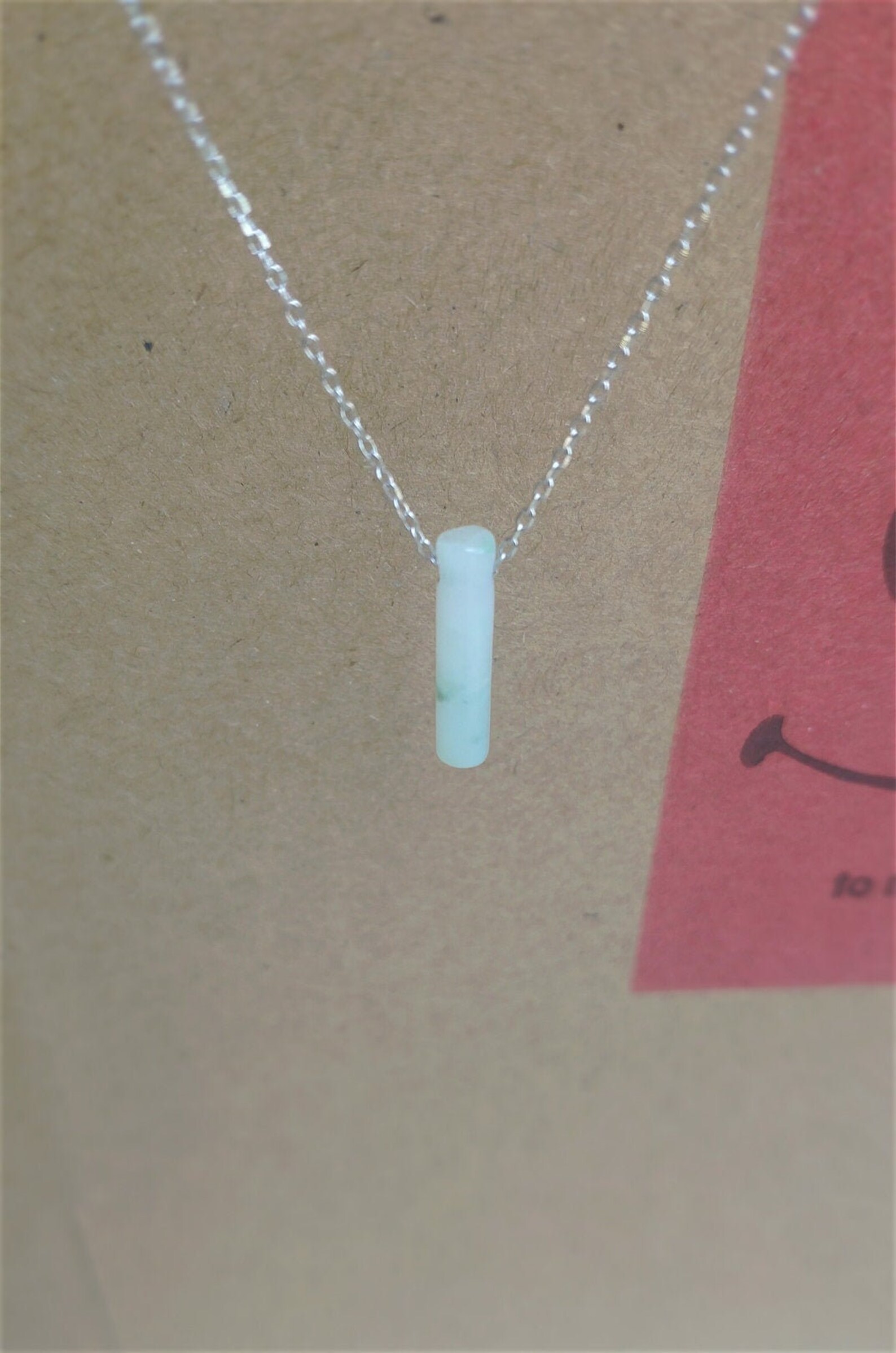 Natural White Jade Green Ribbon Dotted, Cylinder Shape Jade Pendant ...