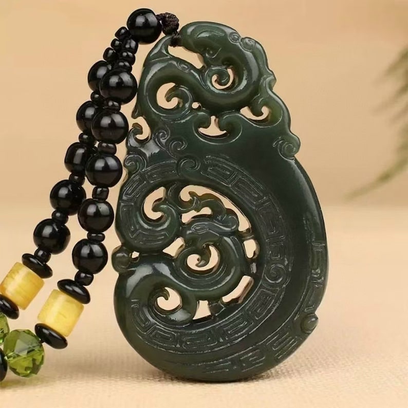 Natural Cyan Jade Openwork Carving Ancient Chinese Auspicious - Etsy