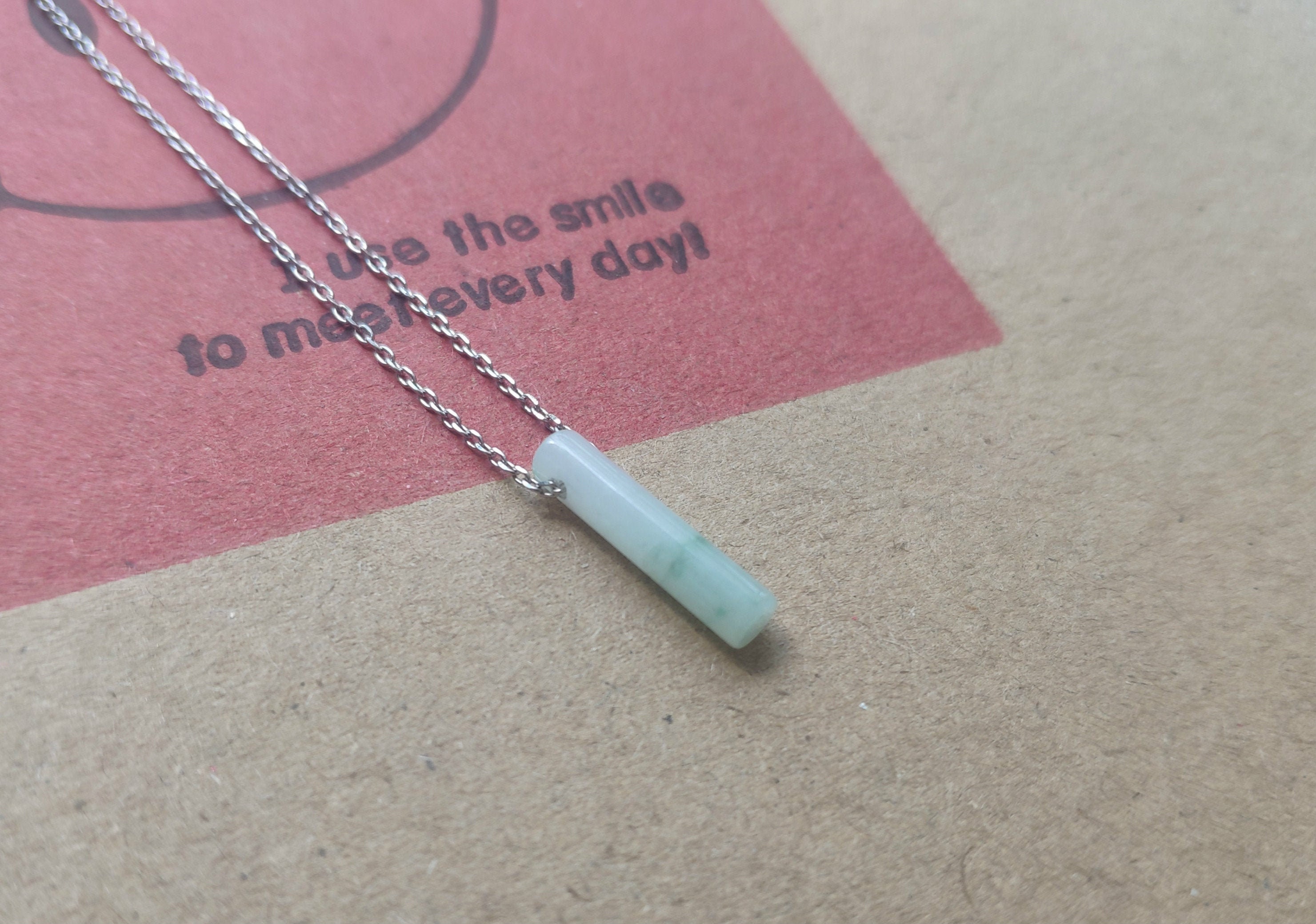 Natural White Jade Green Ribbon Dotted, Cylinder Shape Jade Pendant ...