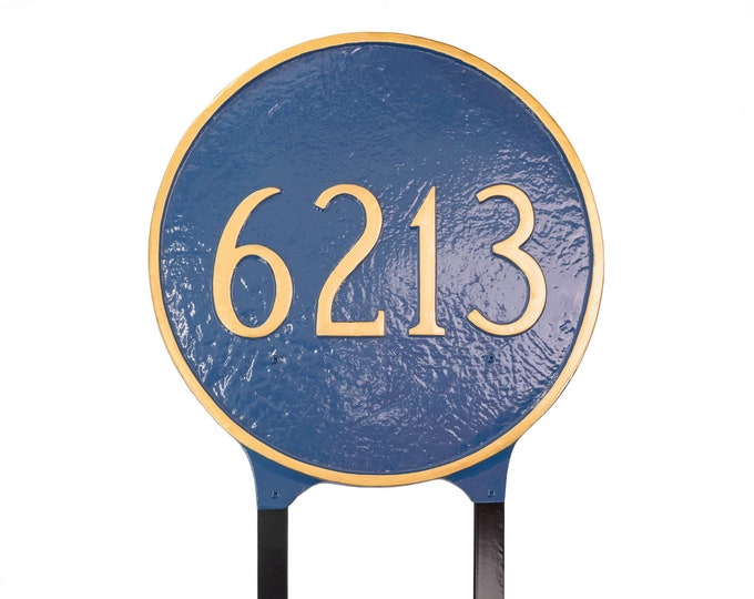 Circle Address LAWN Plaque Sign, One Line Address Sign, Powder Coated ...