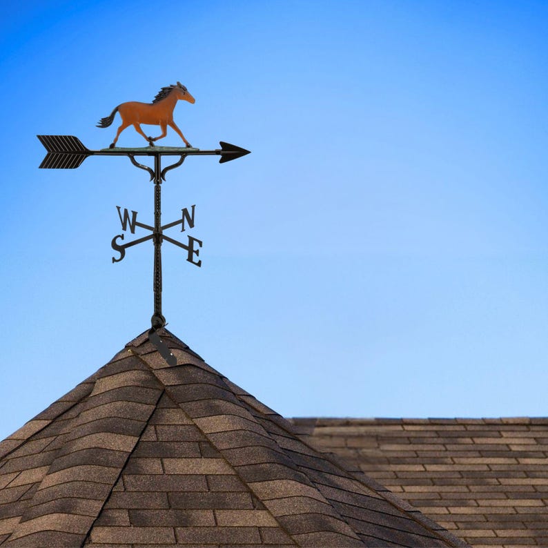 Hand Crafted Cast Metal Horse Weathervane, Includes Roof Mount, Accent ...