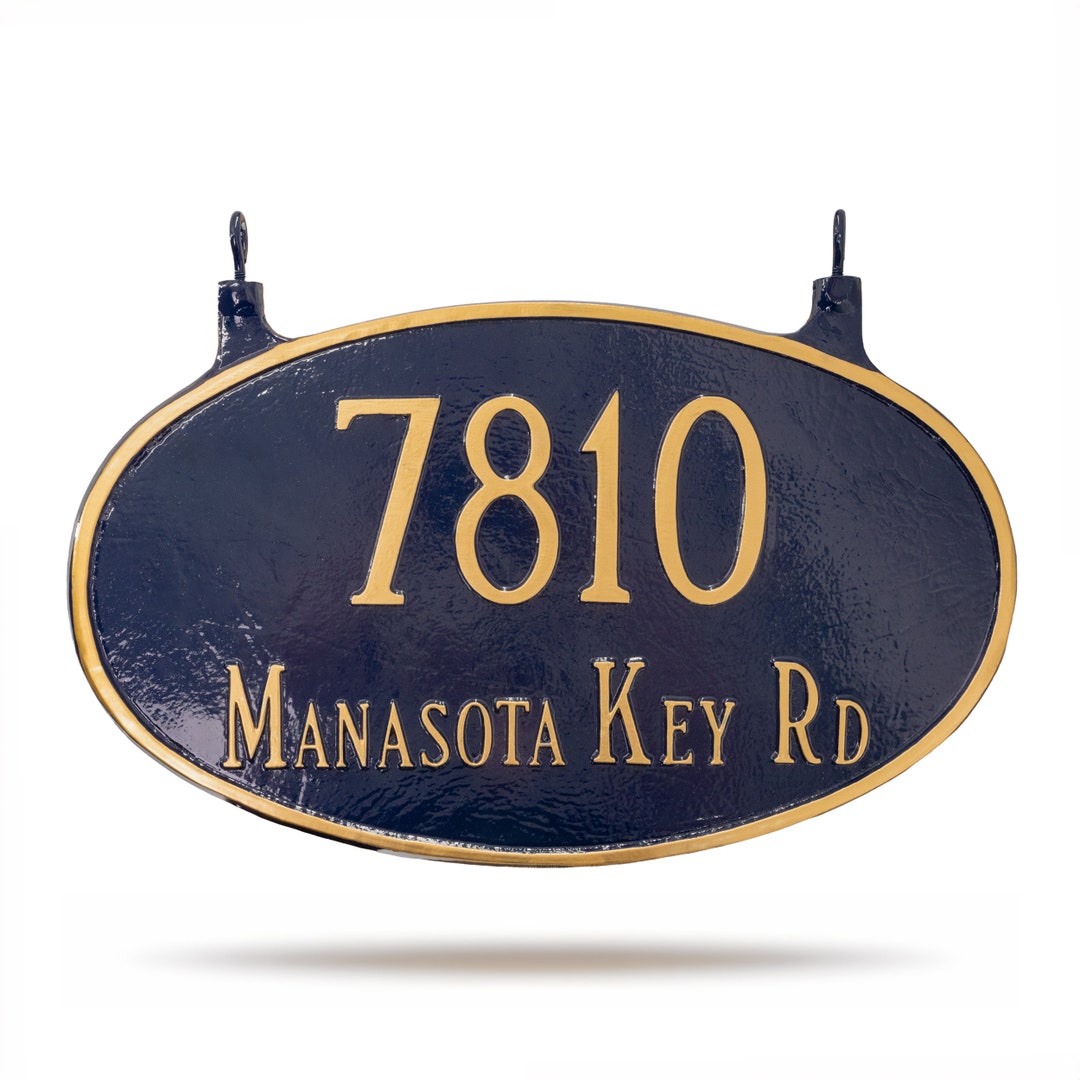 Classic Oval Double-sided Hanging Address Plaque, TWO Line Hanging ...