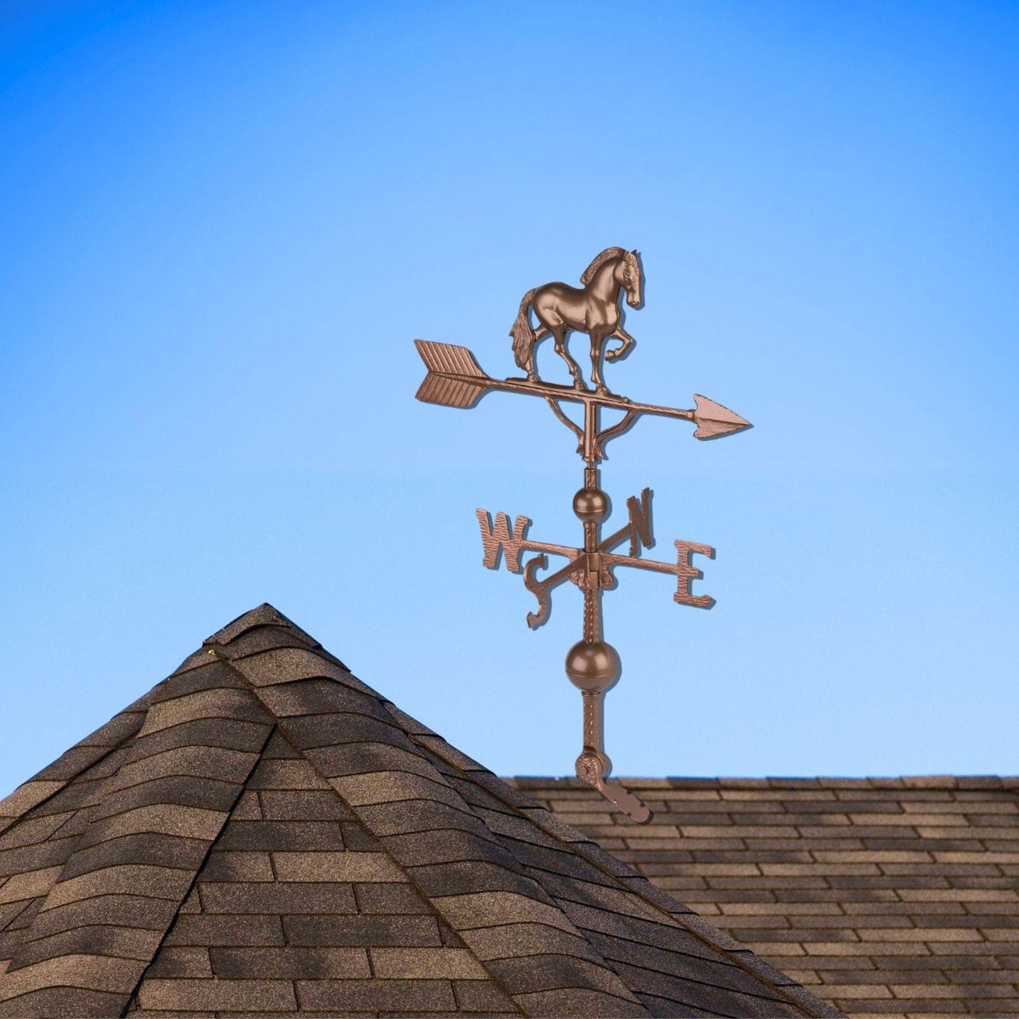 Hand Crafted Cast Metal Deluxe Horse Weathervane, Includes Roof Mount ...
