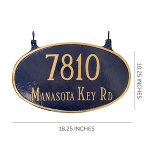 Classic Oval Double-sided Hanging Address Plaque, TWO Line Hanging ...