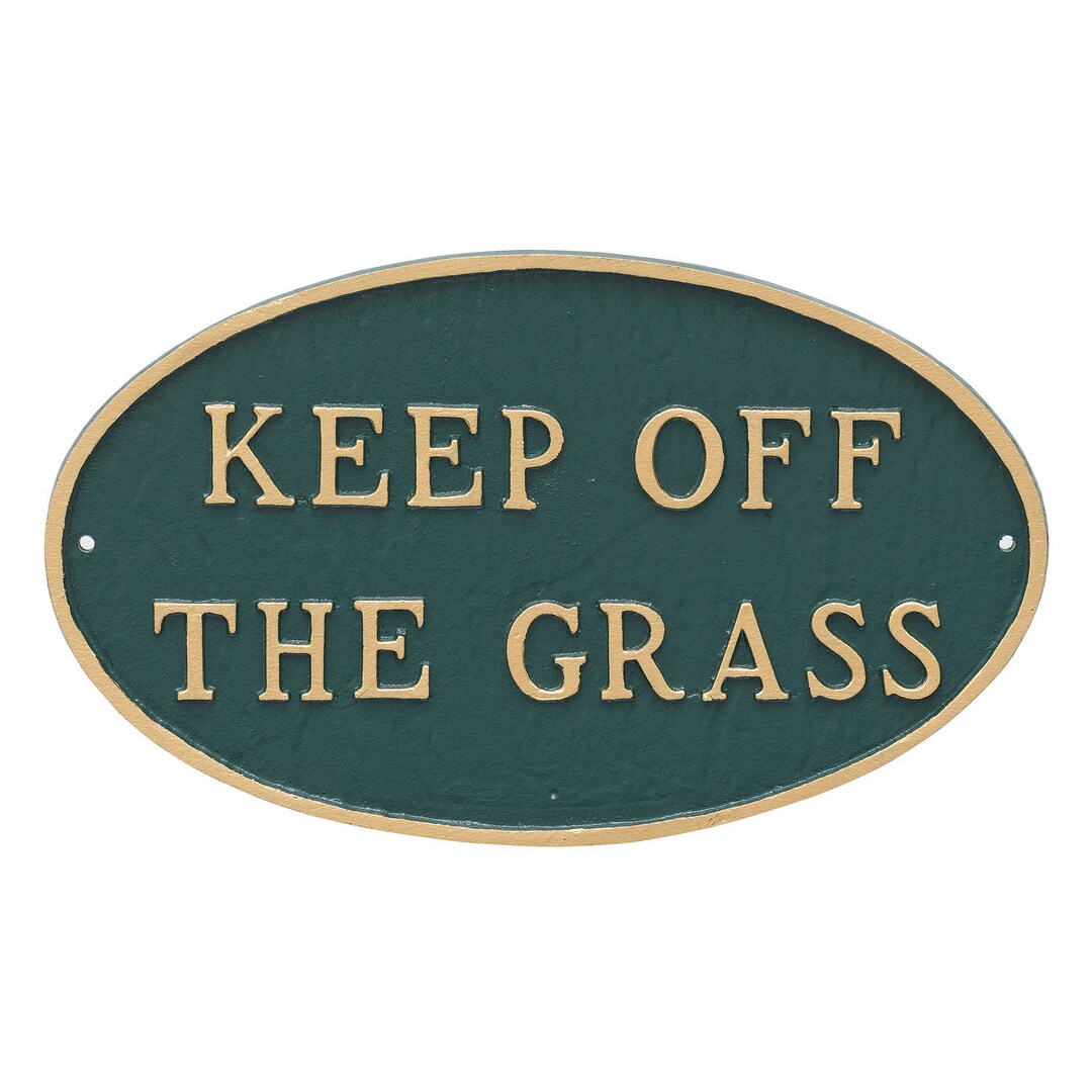 Cast Metal Keep off the Grass Oval LAWN or WALL Statement Plaque Sign ...