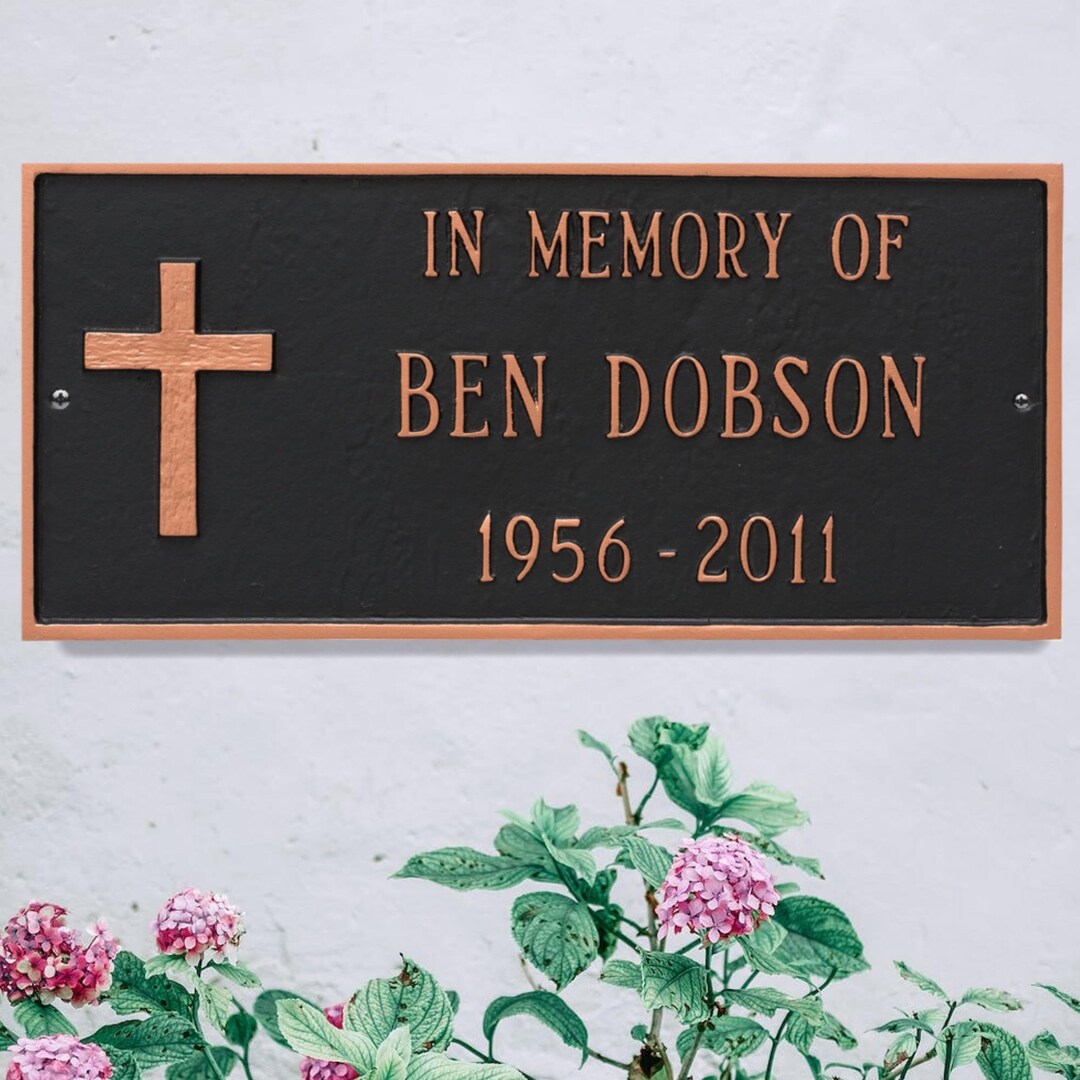 Personalized Rugged Cross Memorial WALL Plaque Sign, Two Line Memorial ...