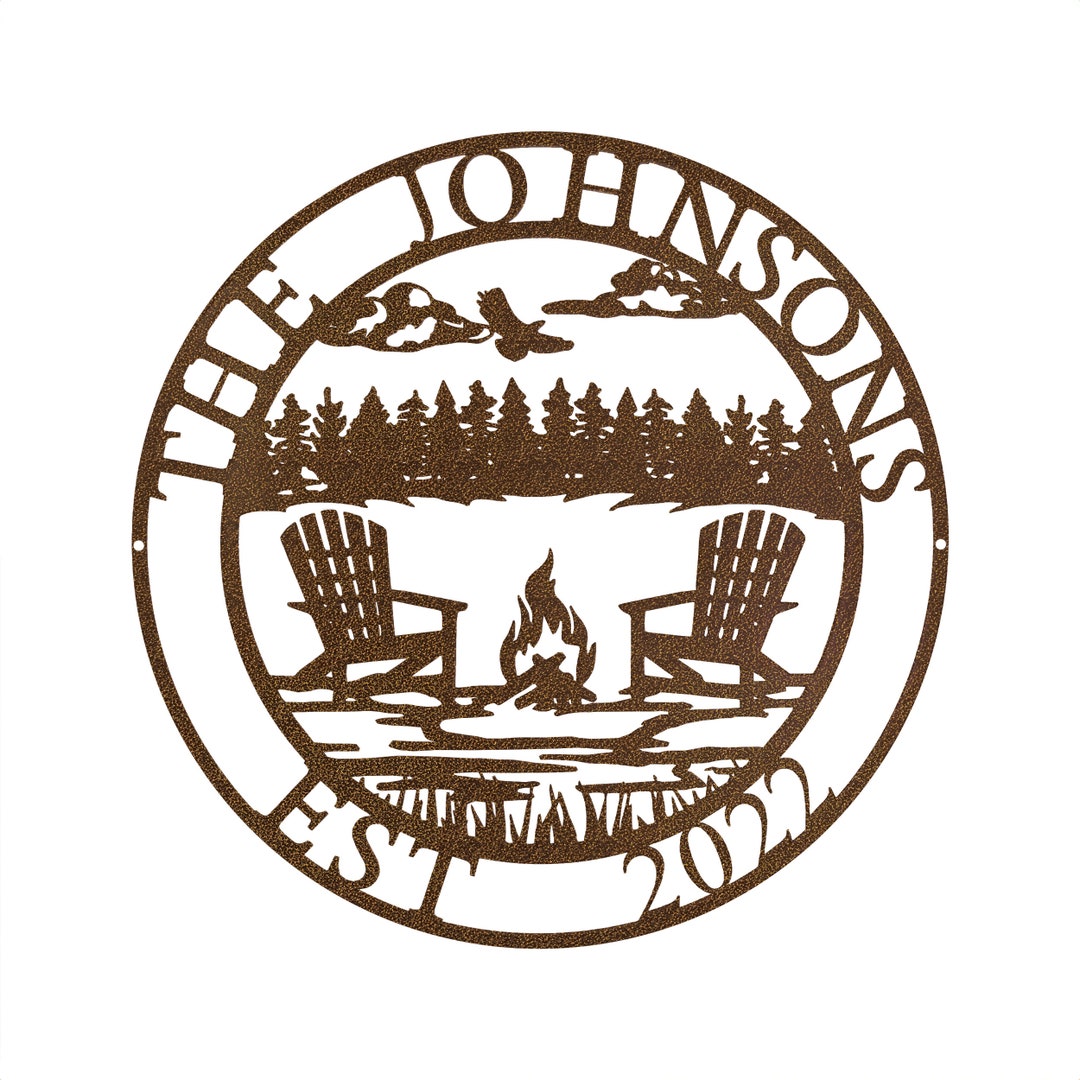 Monogram, Customized Metal Campfire Sign With Monogram, Campsite Family ...