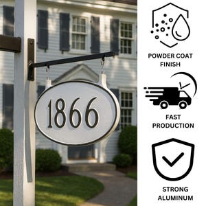 Classic Oval Double-sided Hanging Address Plaque, ONE Line Hanging ...