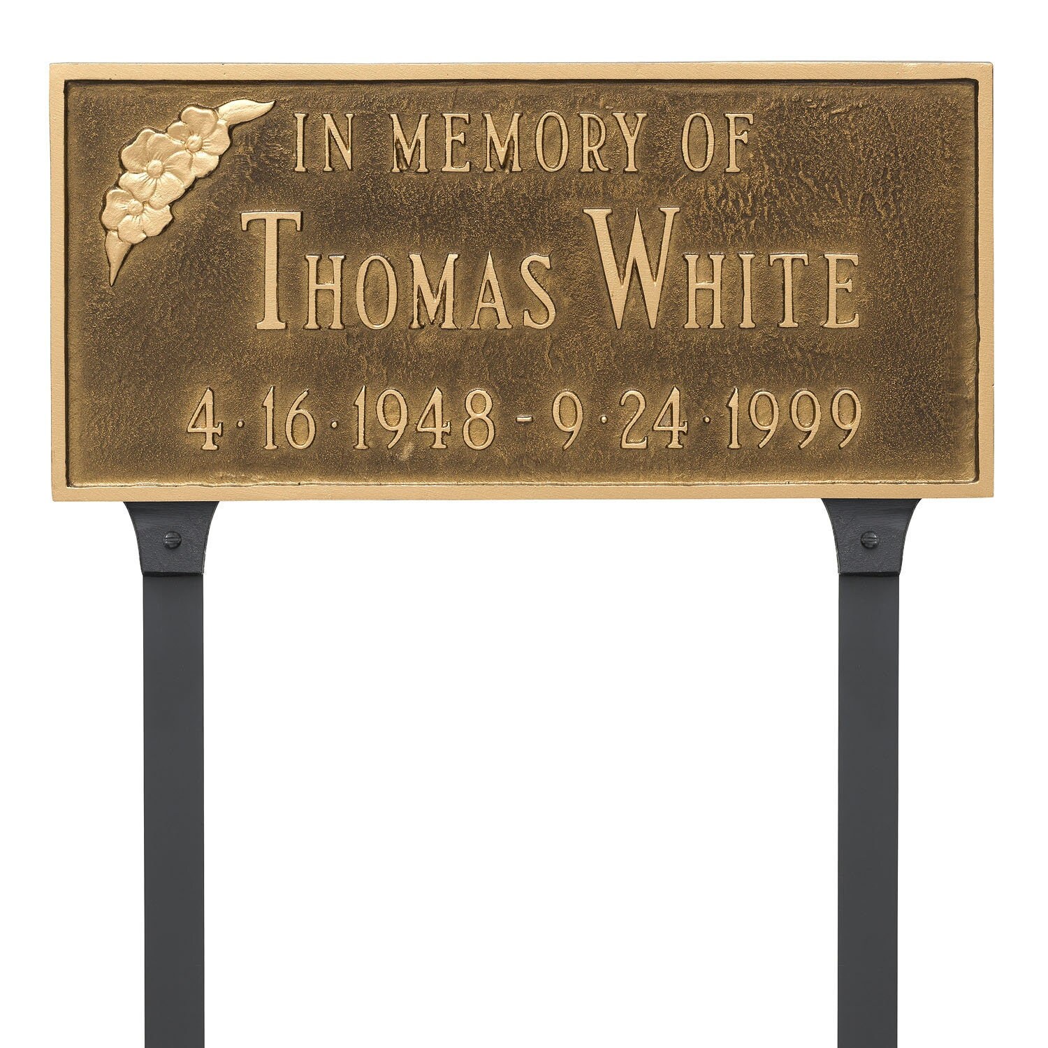 Personalized Memorial Plaque With Flower Lawn Sign With Lawn - Etsy