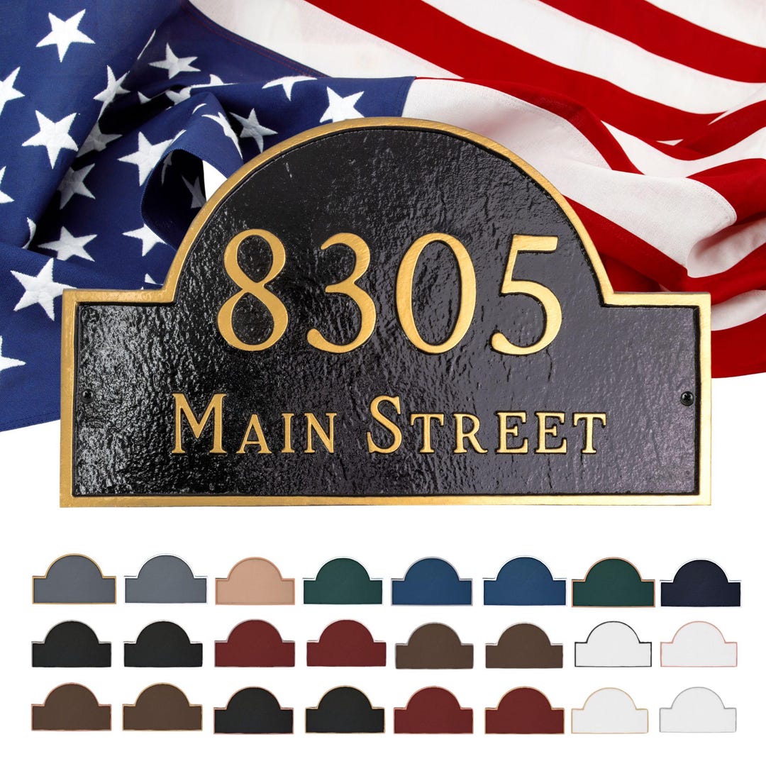 Custom Arch Address Wall Plaque – Personalized Two-line House Number ...