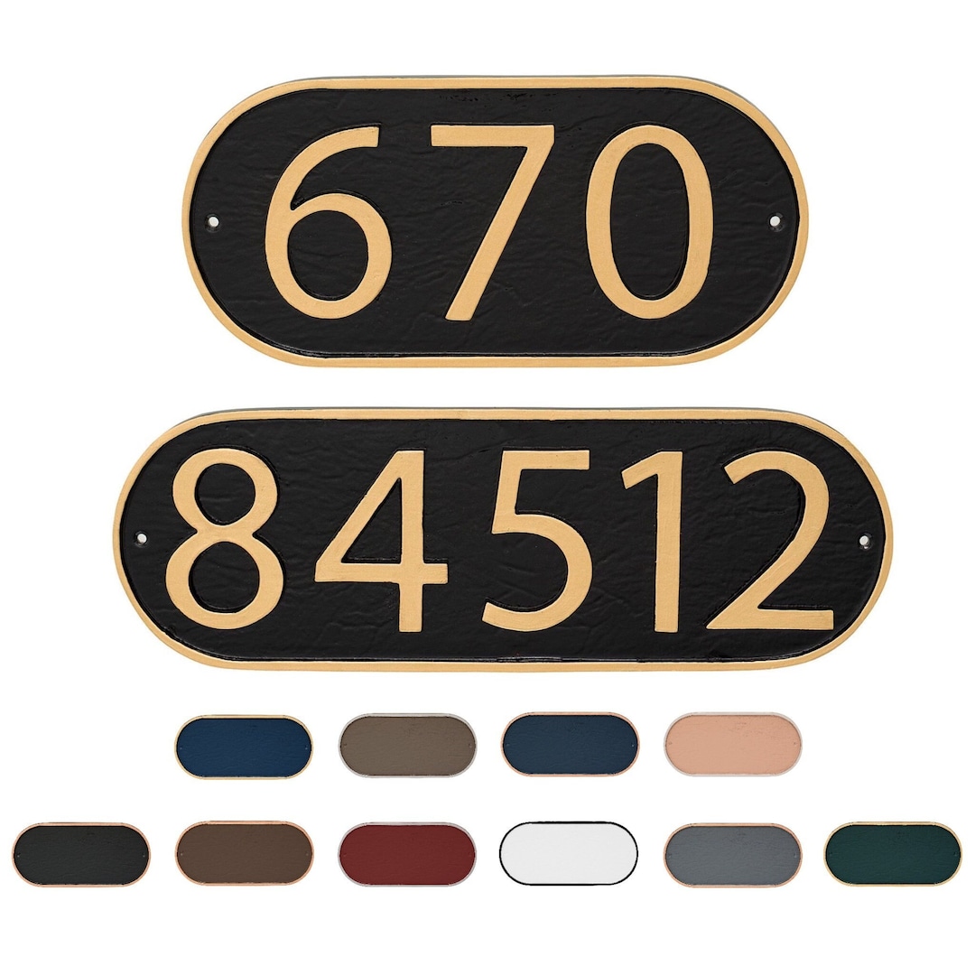 Oblong Economy Address WALL Sign Plaque, One Line Address Sign, Cast ...