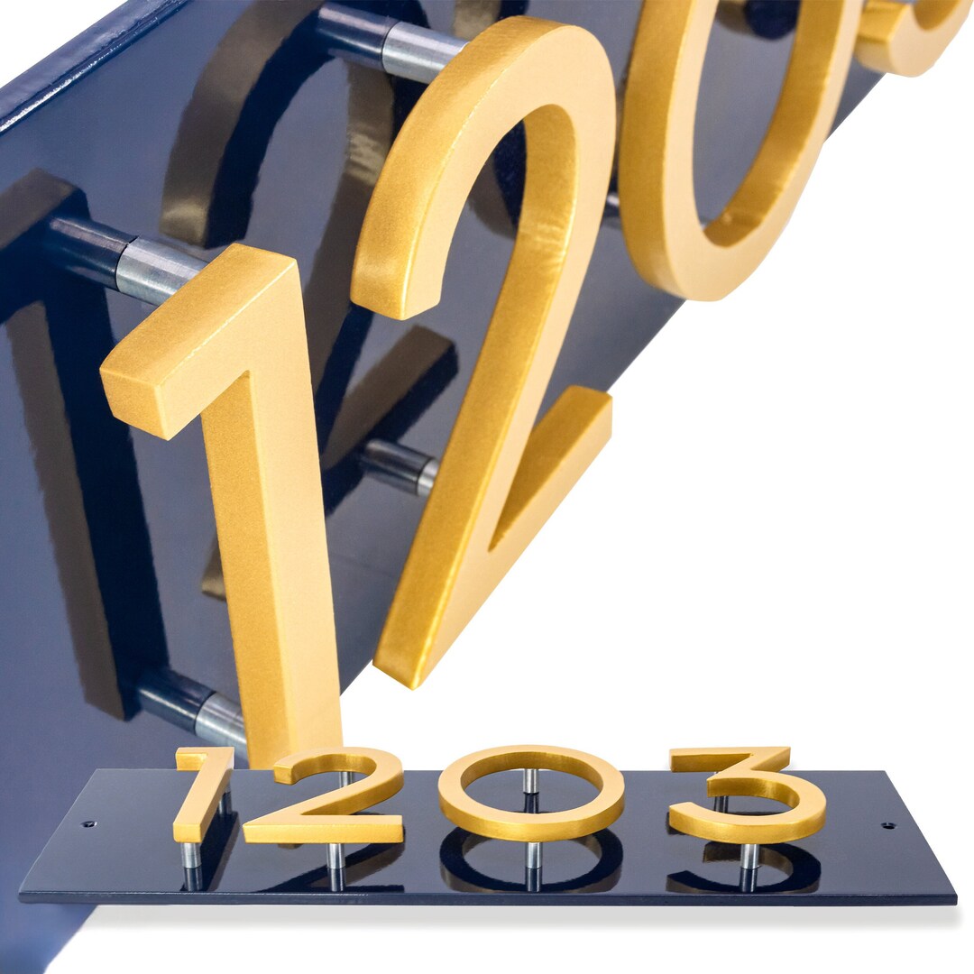 Modern Address Sign, 4 Inch Floating Number Address Sign, Horizontal ...