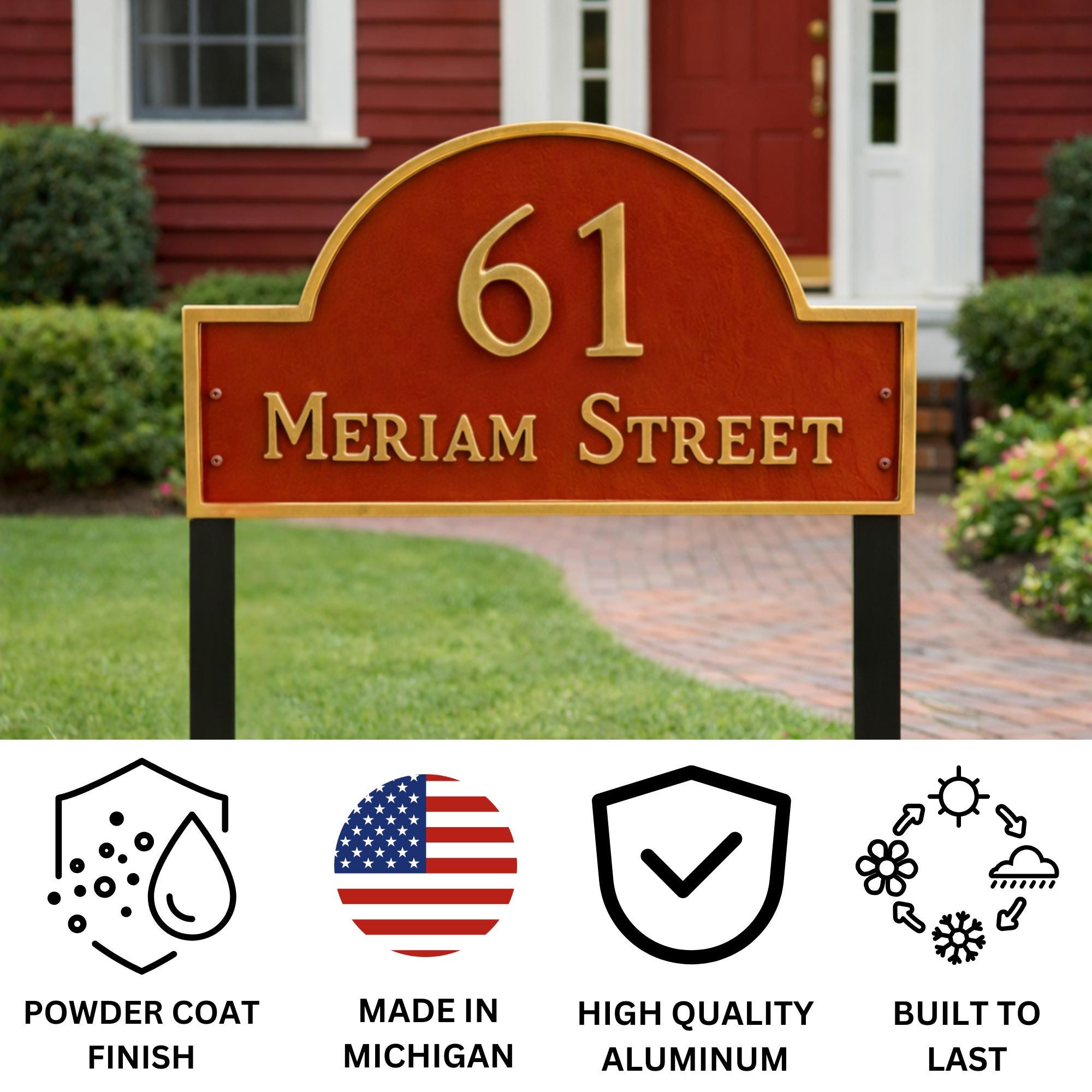Custom Lawn Address Plaque With Stakes – Outdoor Cast Aluminum House ...