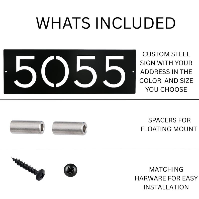 Horizontal Metal Address Sign, Modern Address Sign, Outdoor Address ...
