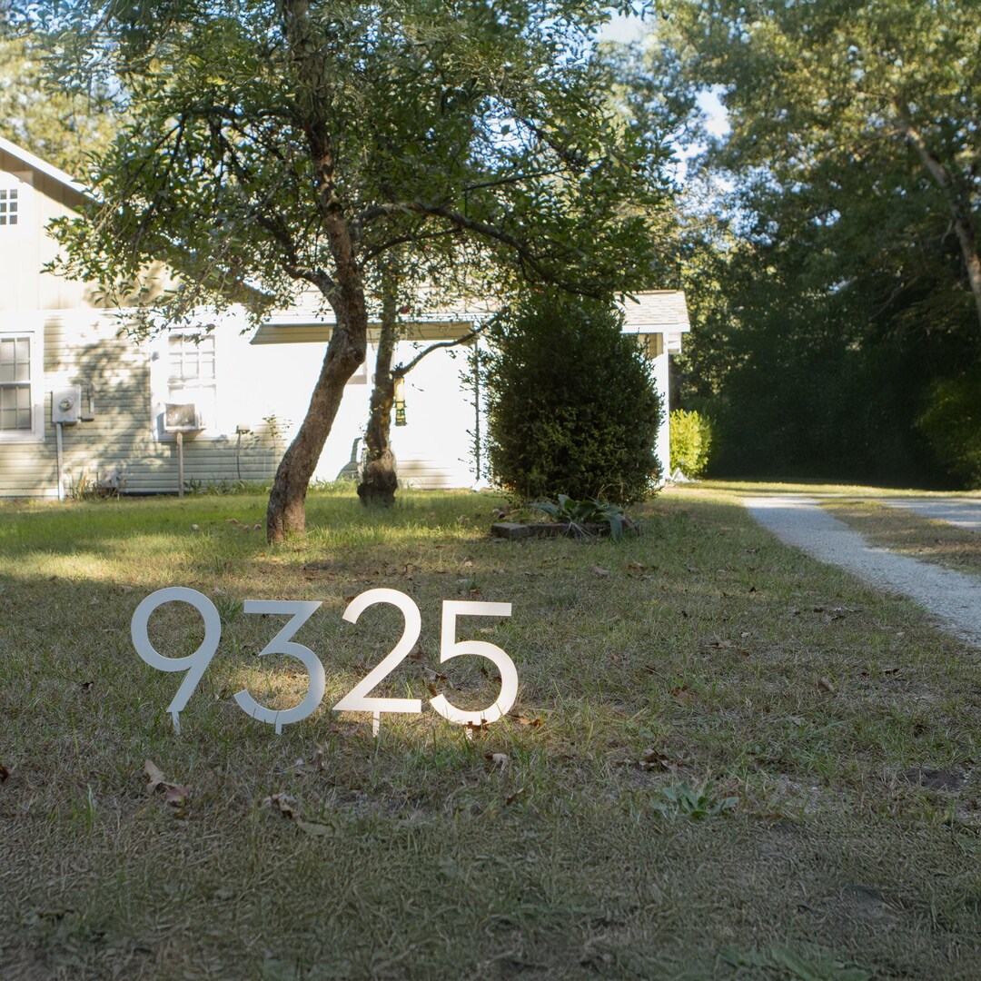Modern House Numbers - Lawn Address Number - 8-inch Numbers - 6 Colors ...