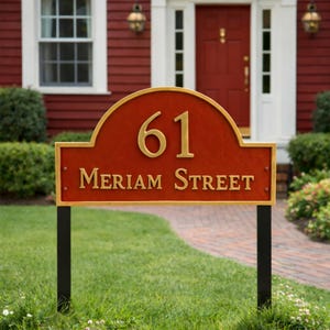 Custom Lawn Address Plaque With Stakes – Outdoor Cast Aluminum House ...